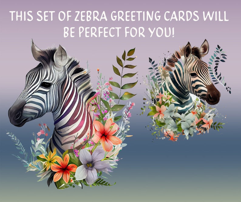 8 Printable Zebra Greeting Cards | 4x6 Blank Animal Cards | Canva & PDF ...