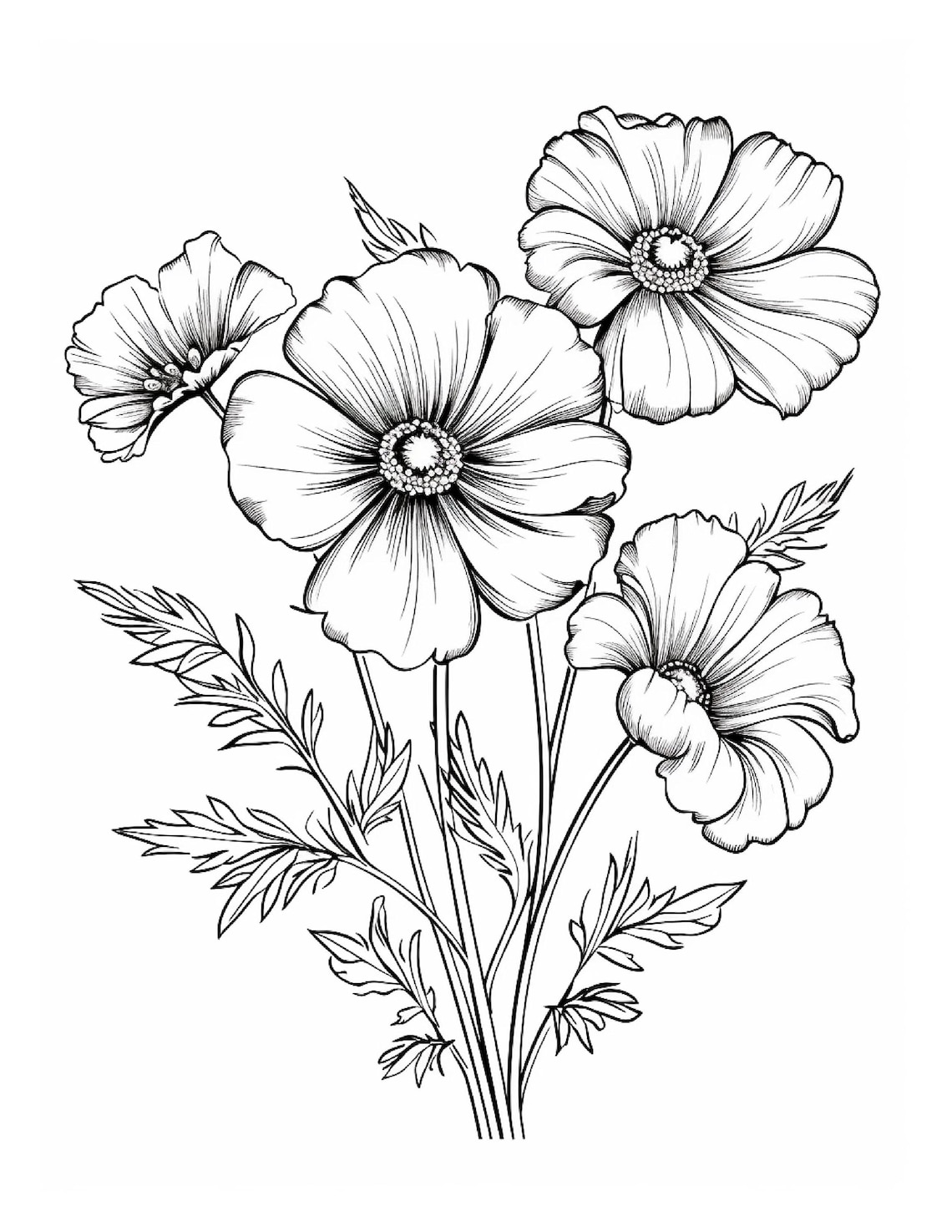 230 Wild Flower Coloring Pages | Printable Floral Coloring Book for ...