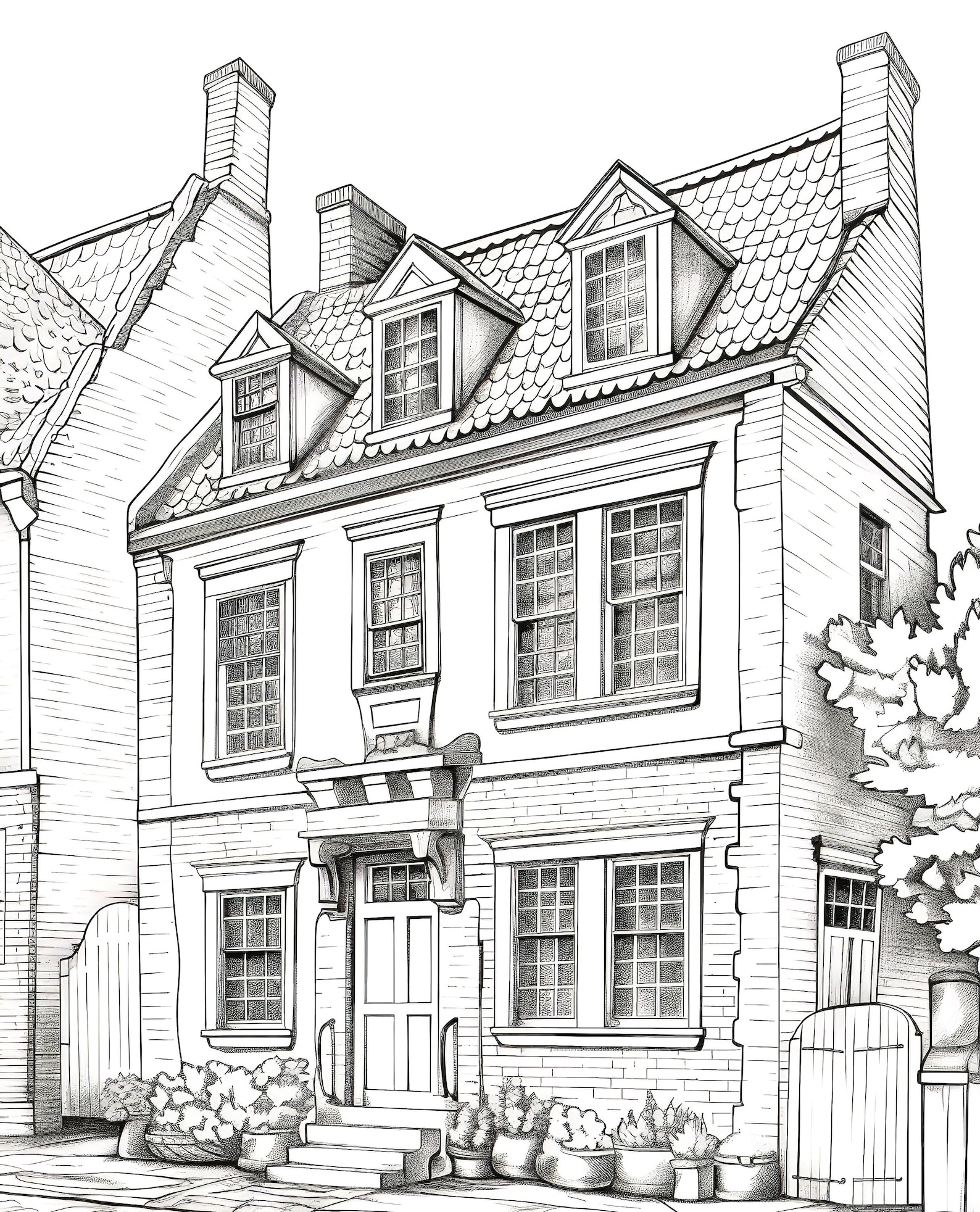 60 Old Fancy Homes Coloring Pages, Coloring Book, Adult Coloring Book ...