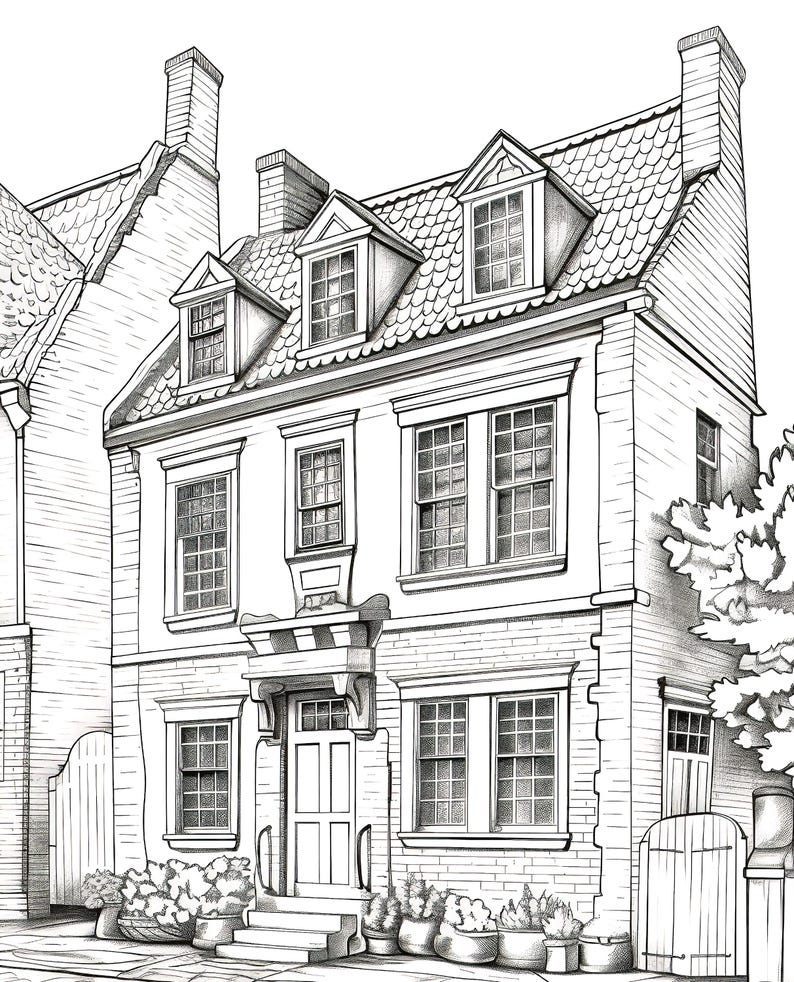 60 Old Fancy Homes Coloring Pages, Coloring Book, Adult Coloring Book ...
