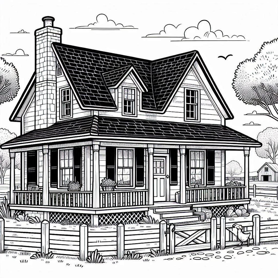 29 Farmhouses (farm House) Coloring Pages, Coloring Book, Adult ...