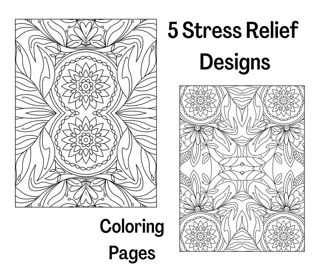 5 Stress Relief Coloring Pages - Etsy