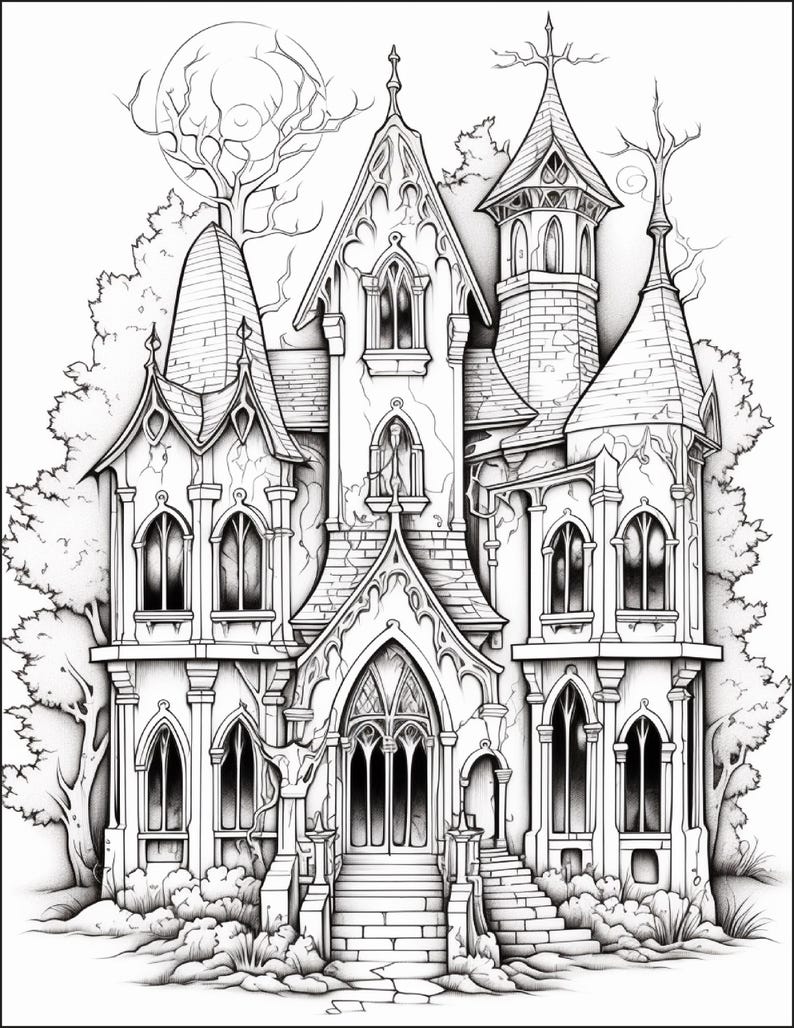50 Gothic Architecture Coloring Pages | Printable Historic Building ...