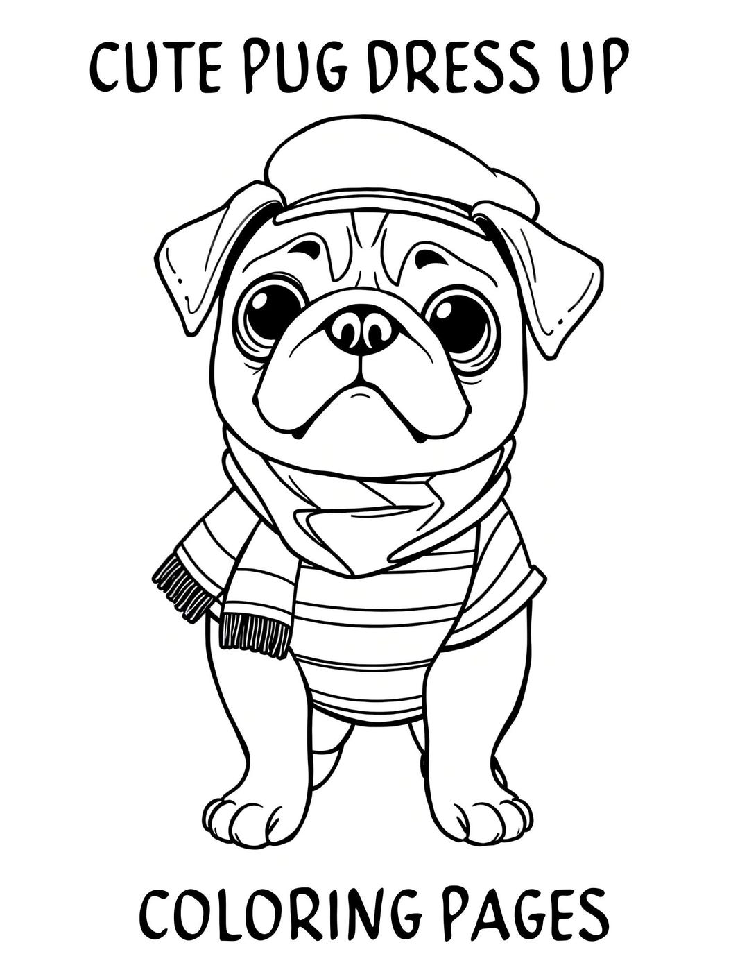 75 Pugs Dressing up Coloring Pages | Cute Printable Dog Coloring Book ...