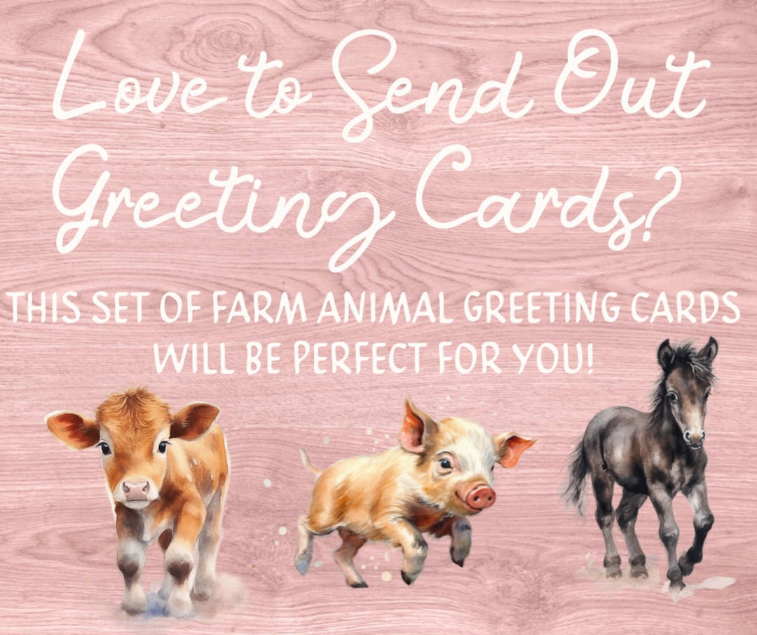 39 Printable Farm Animal Greeting Cards | 4x6 Country, Tractor Blank ...