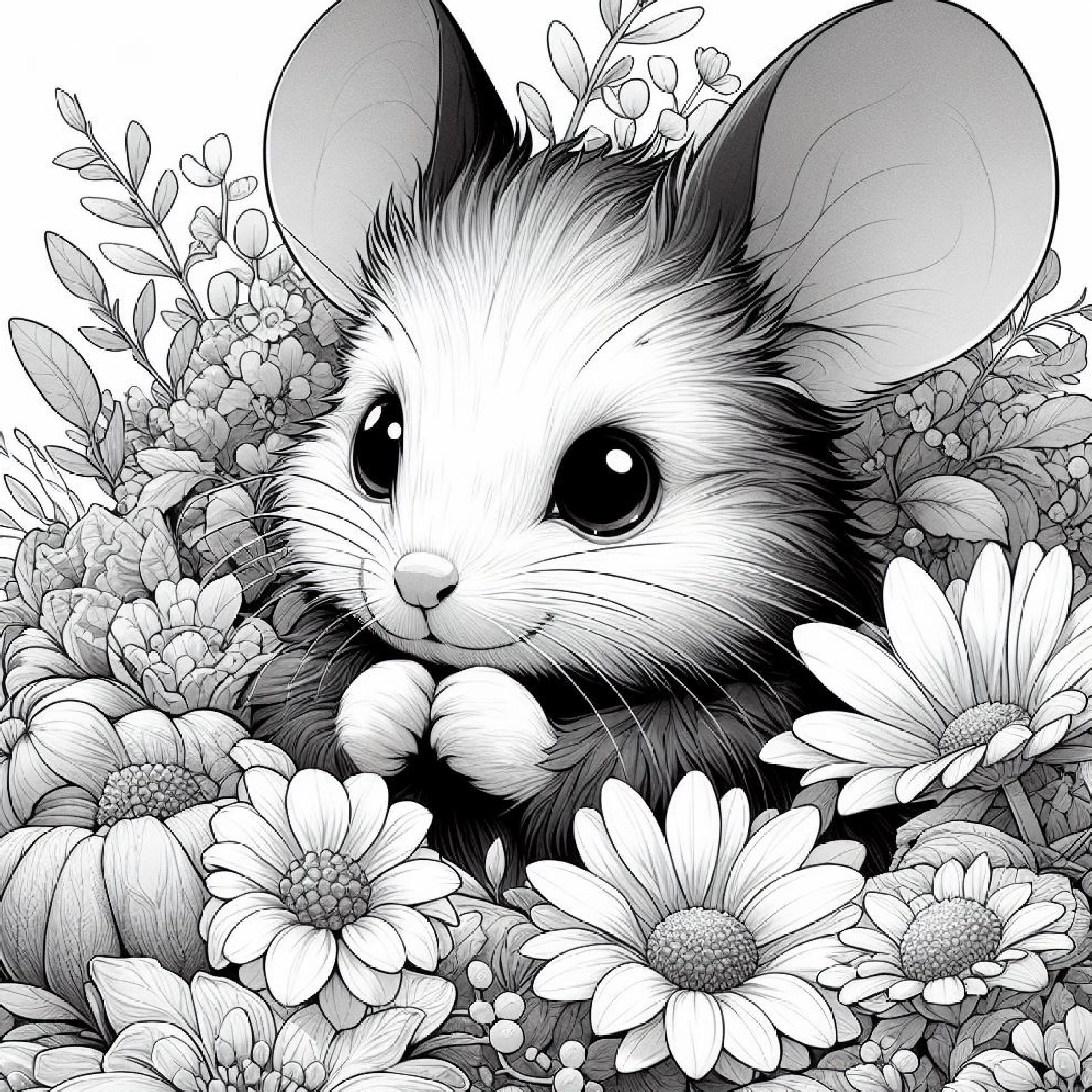 50 Cute Mice Coloring Pages, Coloring Book, Adult Coloring Book, Kids ...