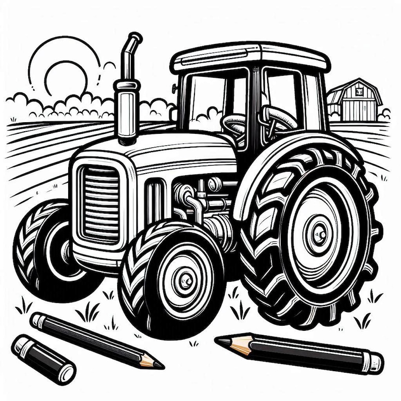 8 Tractors Coloring Pages, Coloring Book, Adult Coloring Book, Kids ...