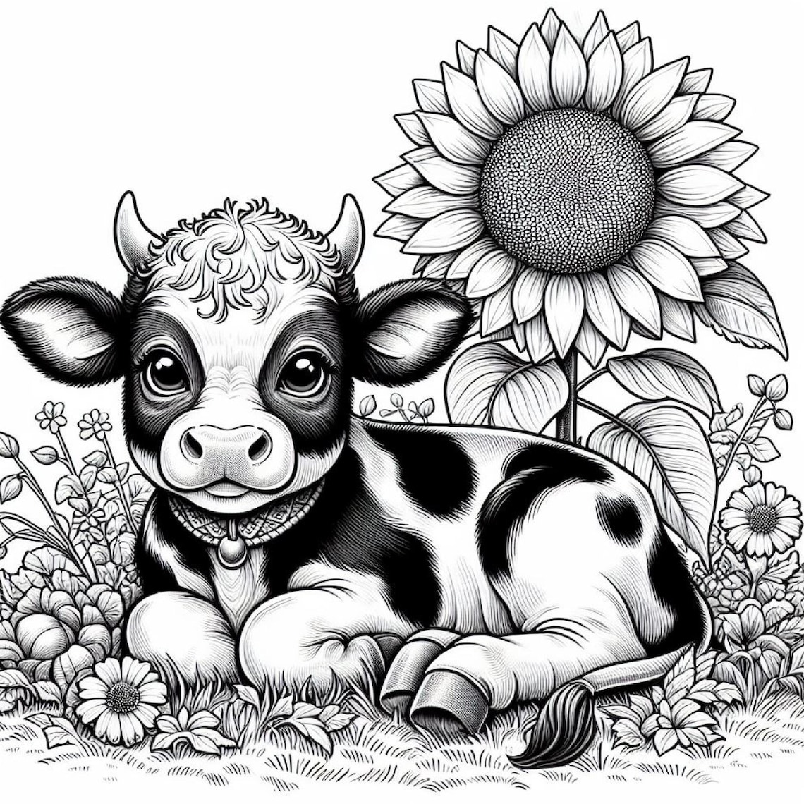 60 Cartoon Baby Cows, Calf Coloring Pages, Coloring Book, Adult ...