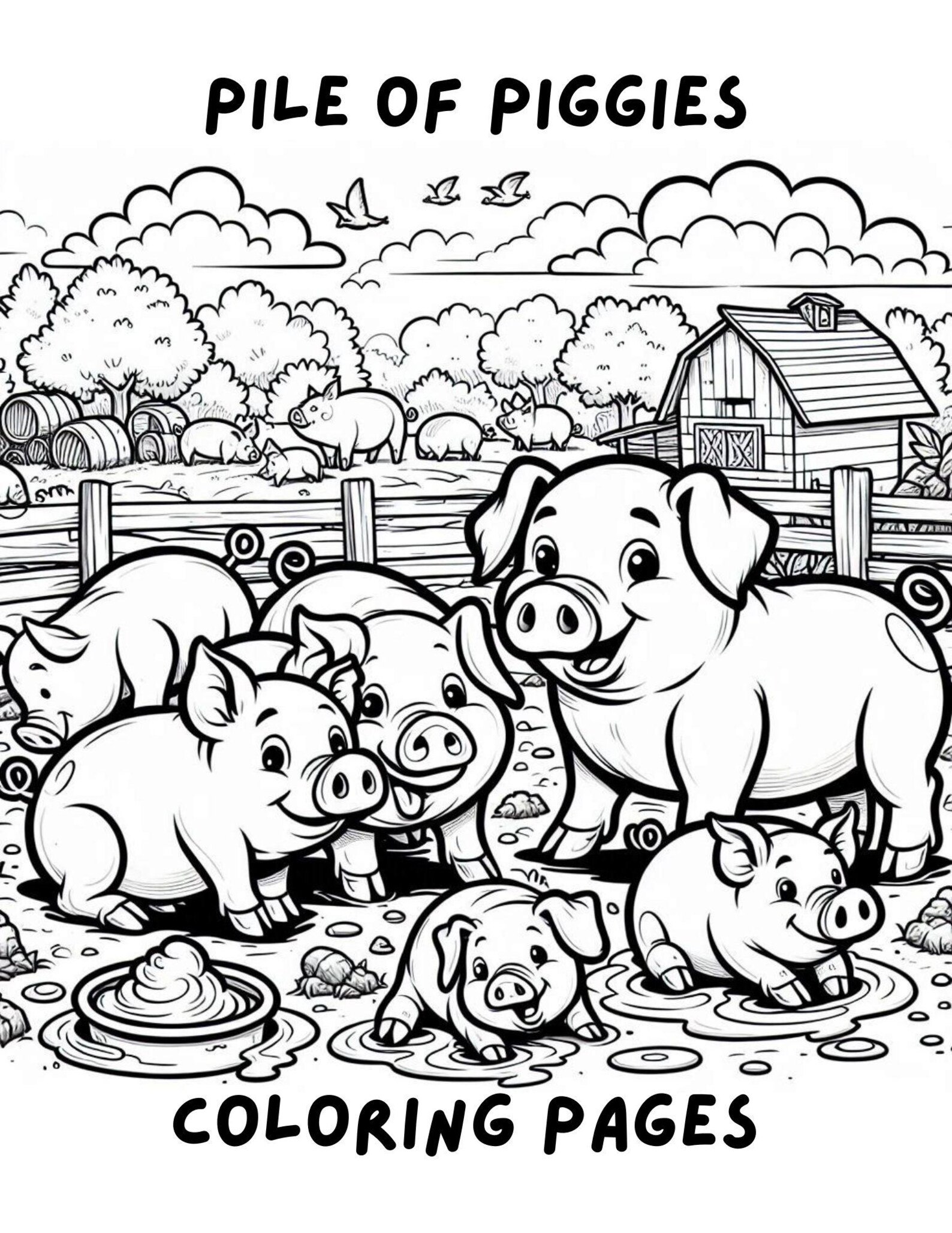 Pig Coloring Pages | 13 Printable Piggy Pages | Kids & Adult PDF ...