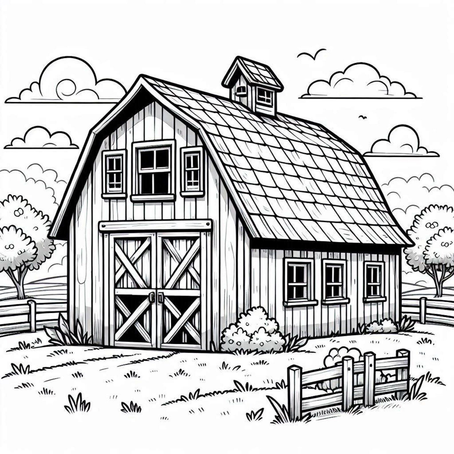 35 Fancy Barns Coloring Pages, Coloring Book, Adult Coloring Book, Kids ...