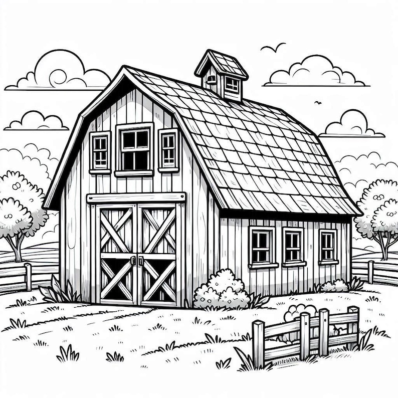 Fancy Barns Coloring Pages | 35 Printable Pages | Adult & Kids Coloring ...
