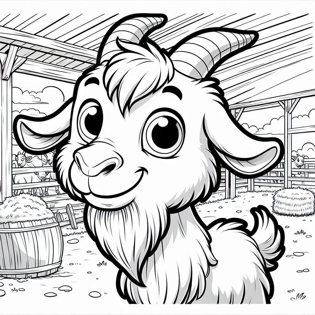 32 Adorable Goats Coloring Pages, Coloring Book, Adult Coloring Book ...