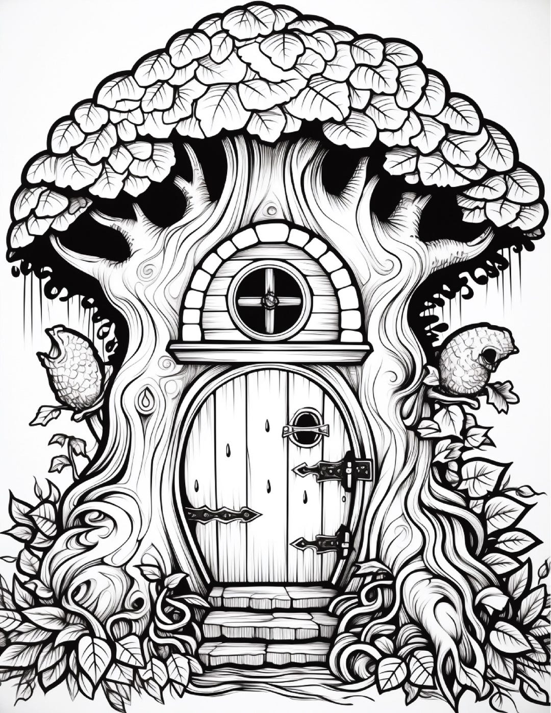 50 Fairy Houses Coloring Pages | Whimsical Printable Coloring Book ...