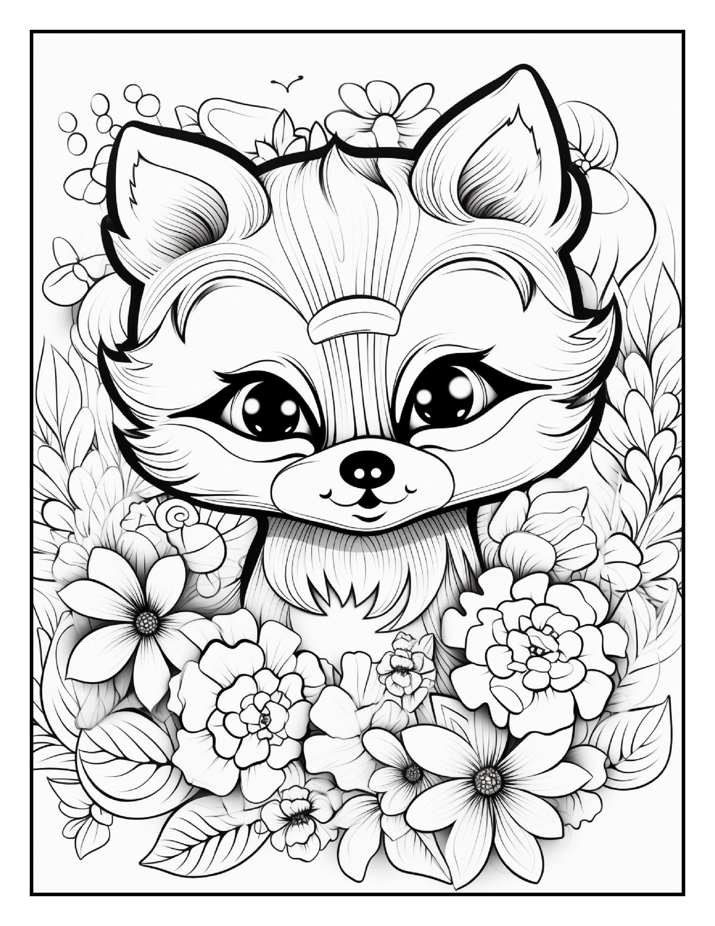 210 Floral Animal Coloring Pages | Printable Coloring Book | Animal ...
