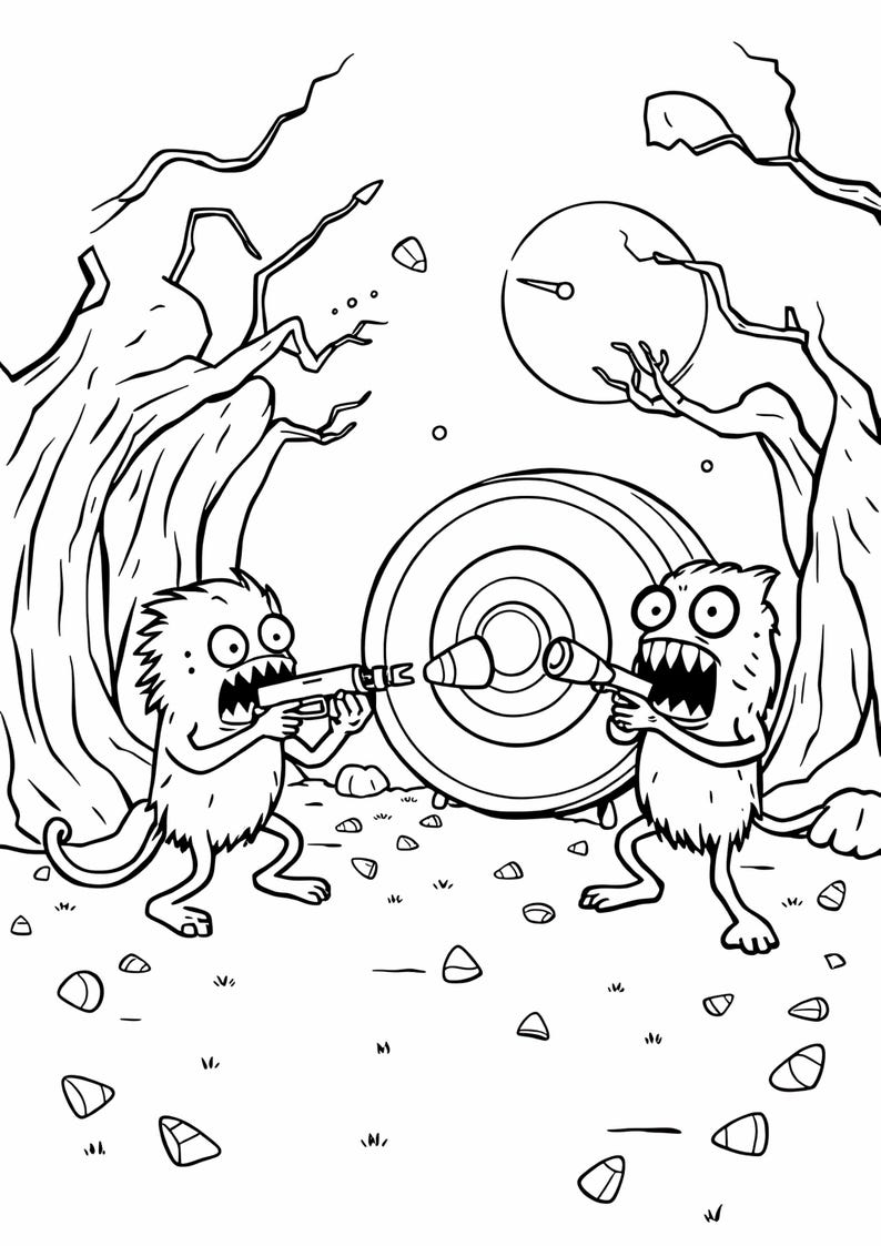 50 Cute Monster Party Coloring Pages, Coloring Book, Adult Color, Kids ...