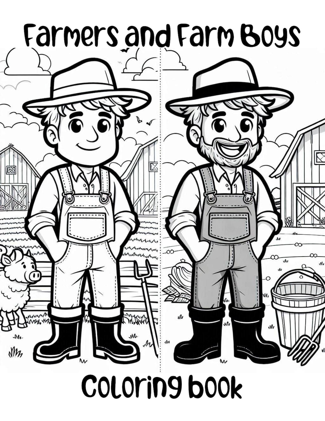 21 Farmer and Farm Boys Coloring Pages, Coloring Book, Adult Coloring ...