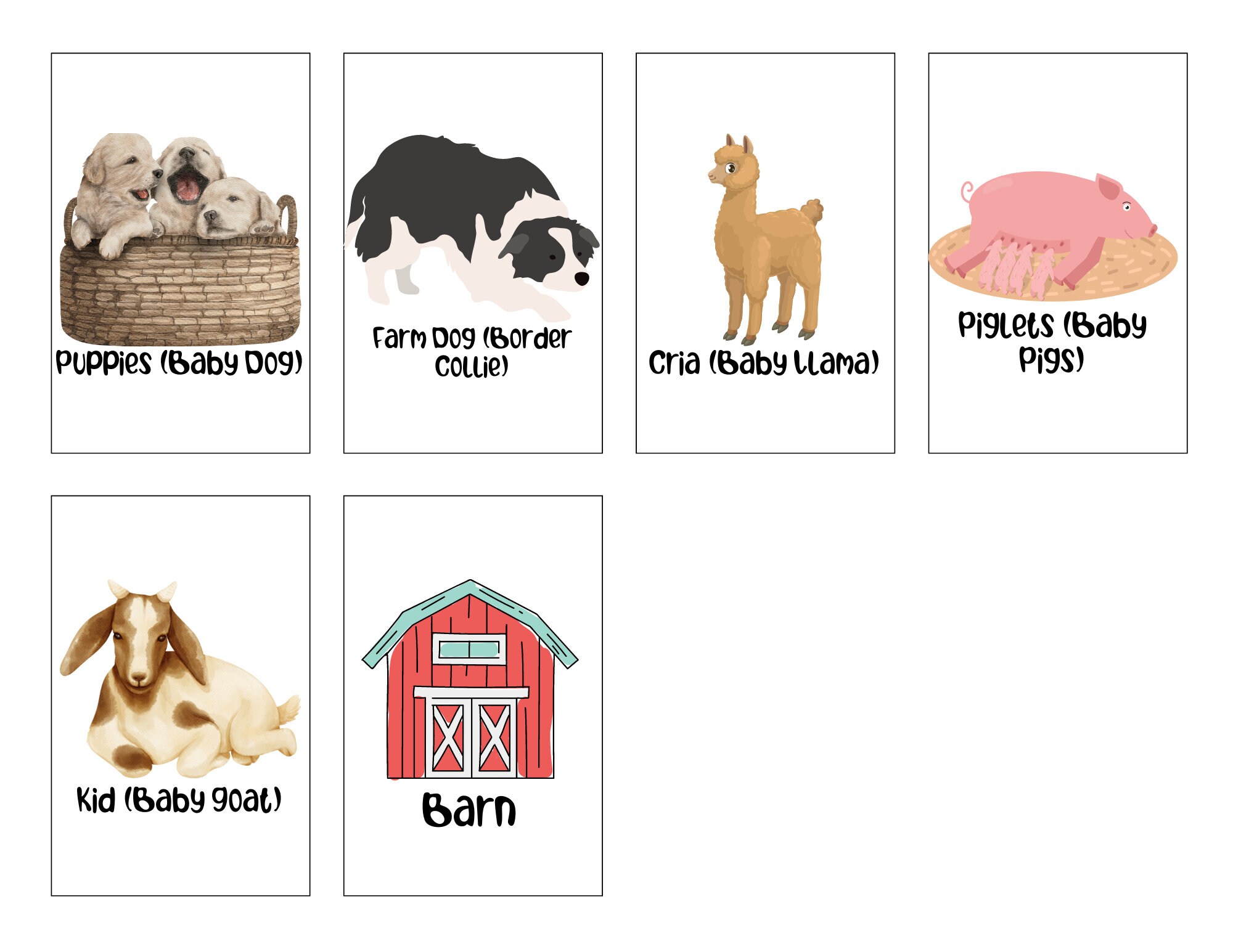 Farm Animal Bingo Printable | Kids Party Game | Fun Learning Activity ...