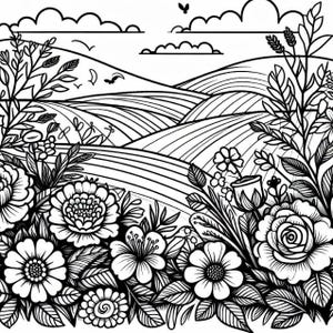 65 Simple Flower Coloring Pages, Coloring Book, Adult Coloring Book ...
