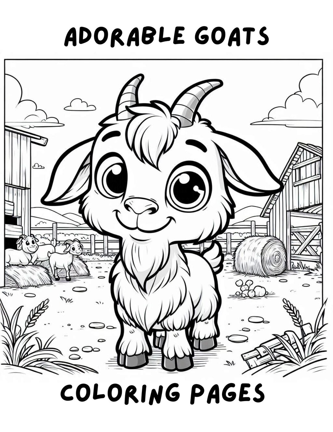 32 Adorable Goats Coloring Pages, Coloring Book, Adult Coloring Book ...