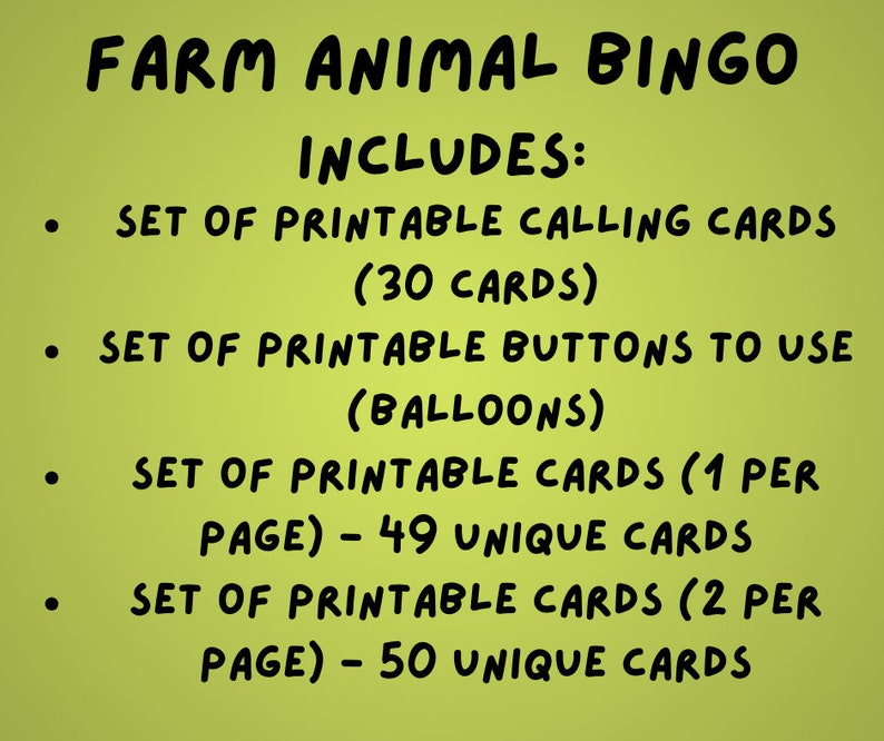 Printable Farm Animal Bingo: Everything You Need to Play! - Etsy UK
