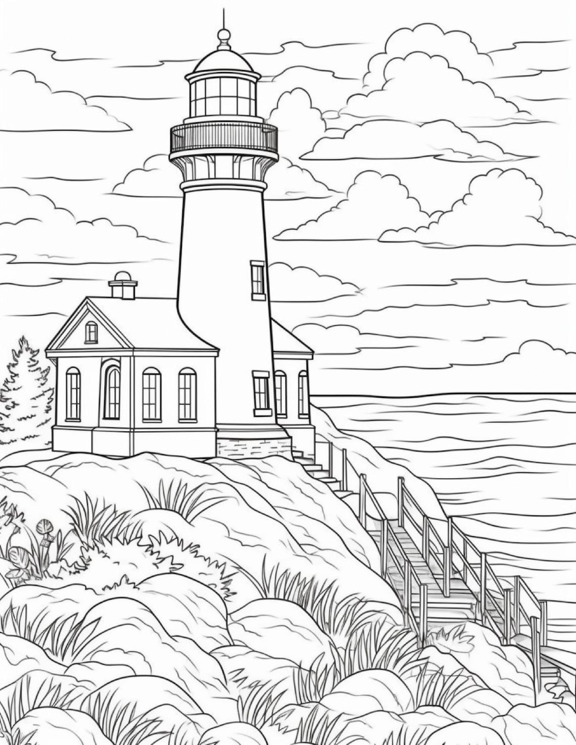 300 Lighthouses & Beaches Coloring Pages | Coastal Scenes Printable ...