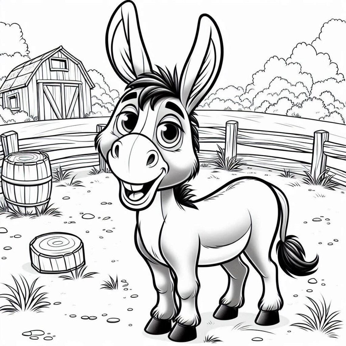 7 Donkeys Coloring Pages, Coloring Book, Adult Coloring Book, Kids ...