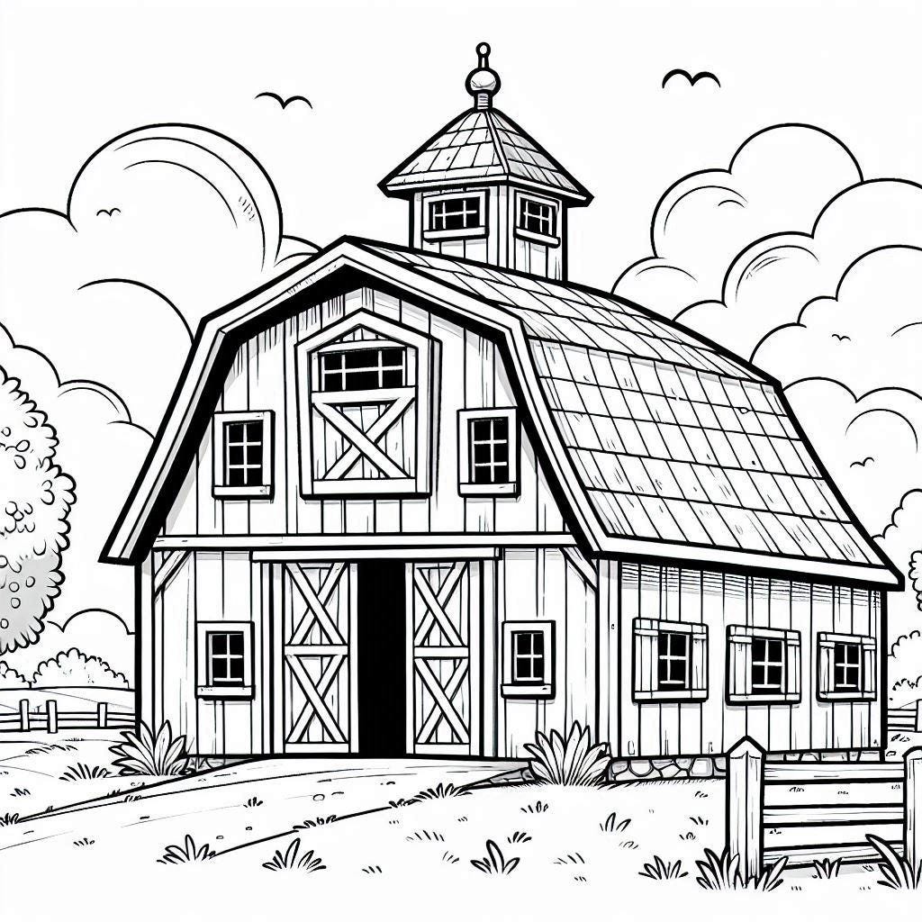 35 Fancy Barns Coloring Pages, Coloring Book, Adult Coloring Book, Kids ...