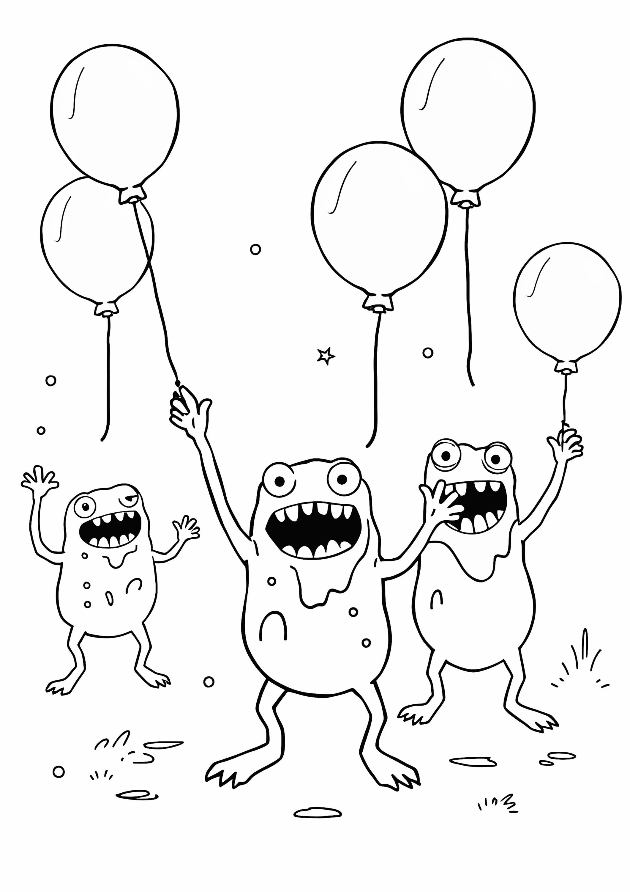 50 Cute Monster Party Coloring Pages, Coloring Book, Adult Color, Kids ...