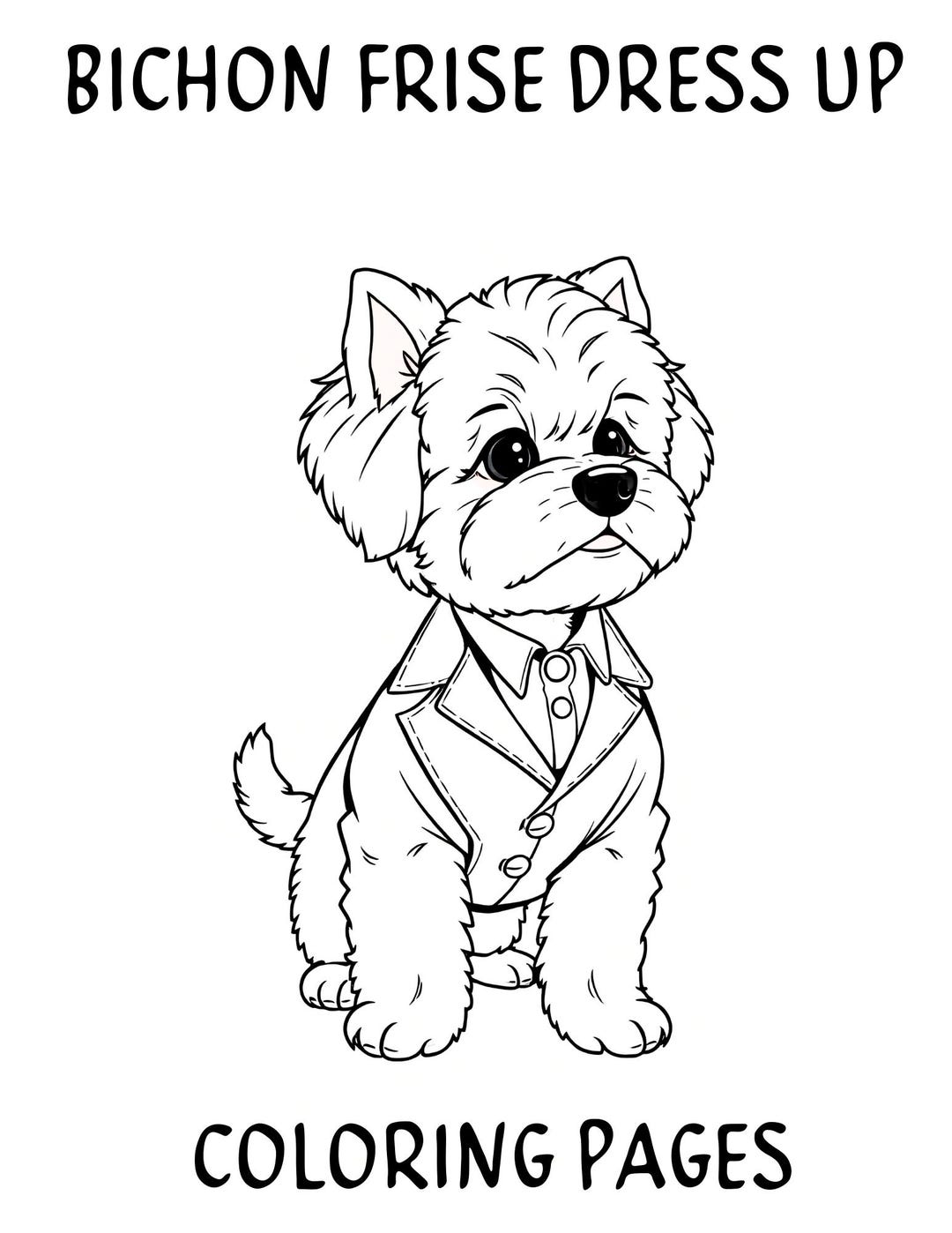 75 Cute Bichon Frise Dress up Coloring Pages, Coloring Book, Adult ...