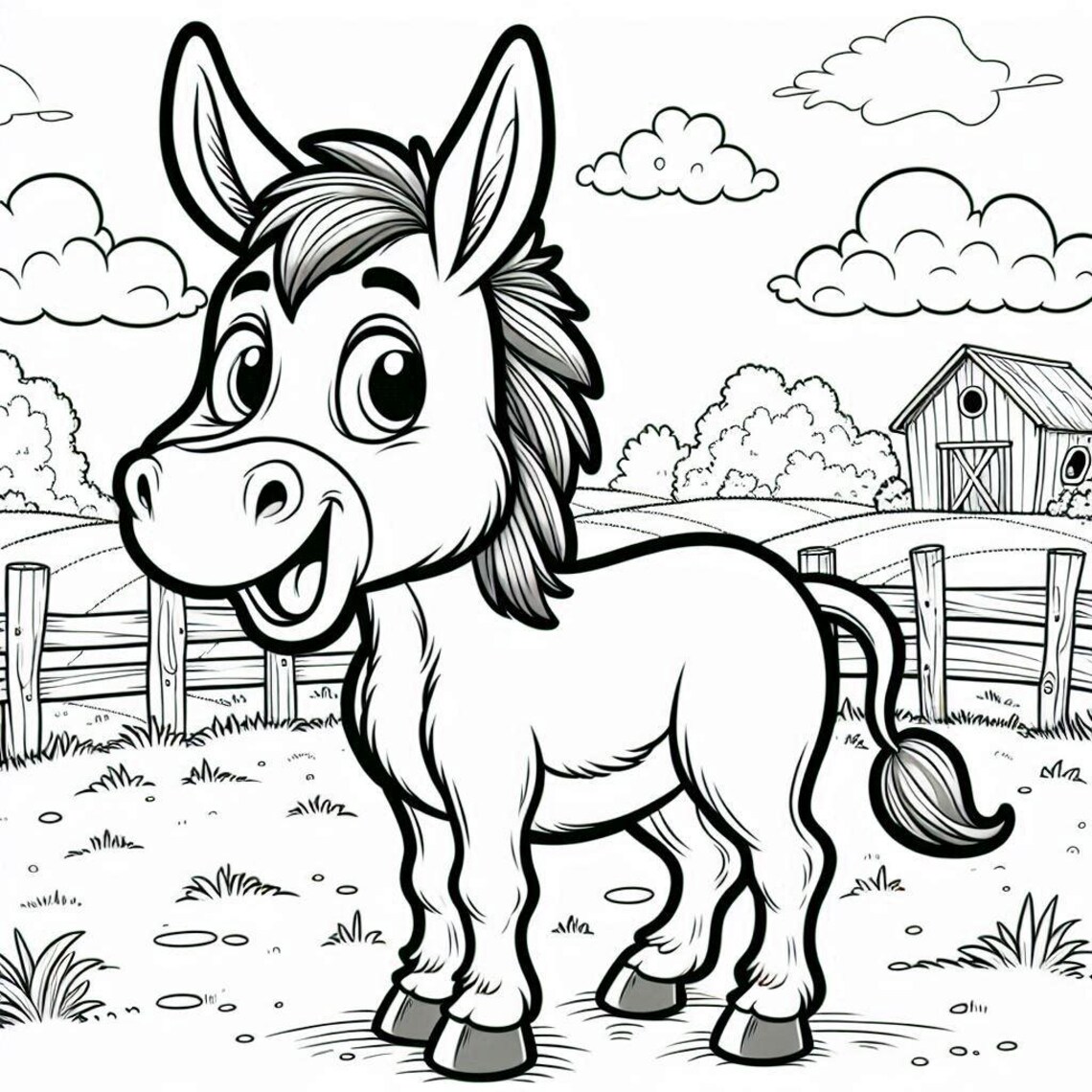 7 Donkeys Coloring Pages, Coloring Book, Adult Coloring Book, Kids ...