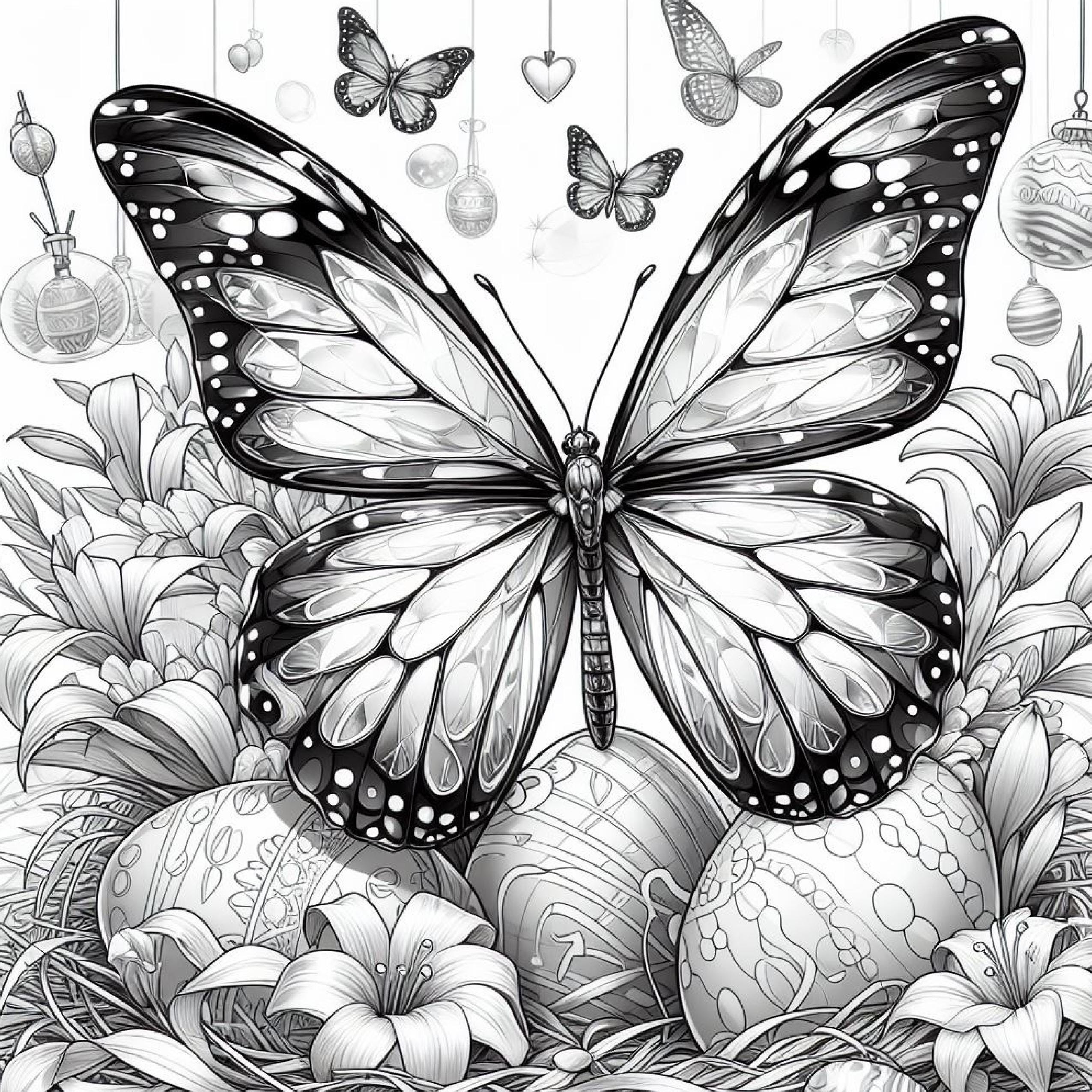 55 Easter Butterfly Coloring Pages | Spring Holiday Coloring Book ...