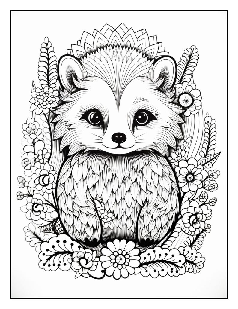 210 Floral Animal Coloring Pages | Printable Coloring Book | Animal ...