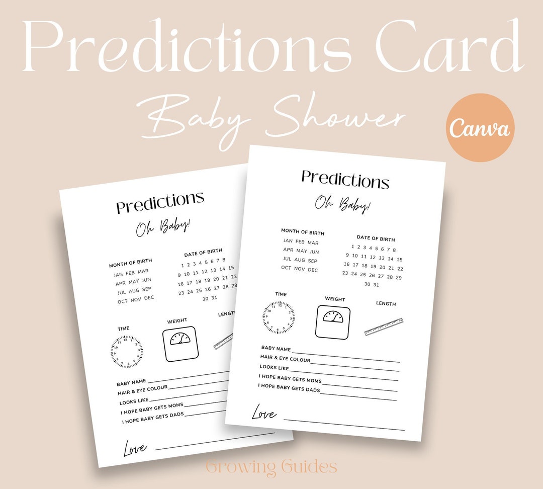 Baby Predictions Template, Baby Shower Game Printable, Fun Activity ...