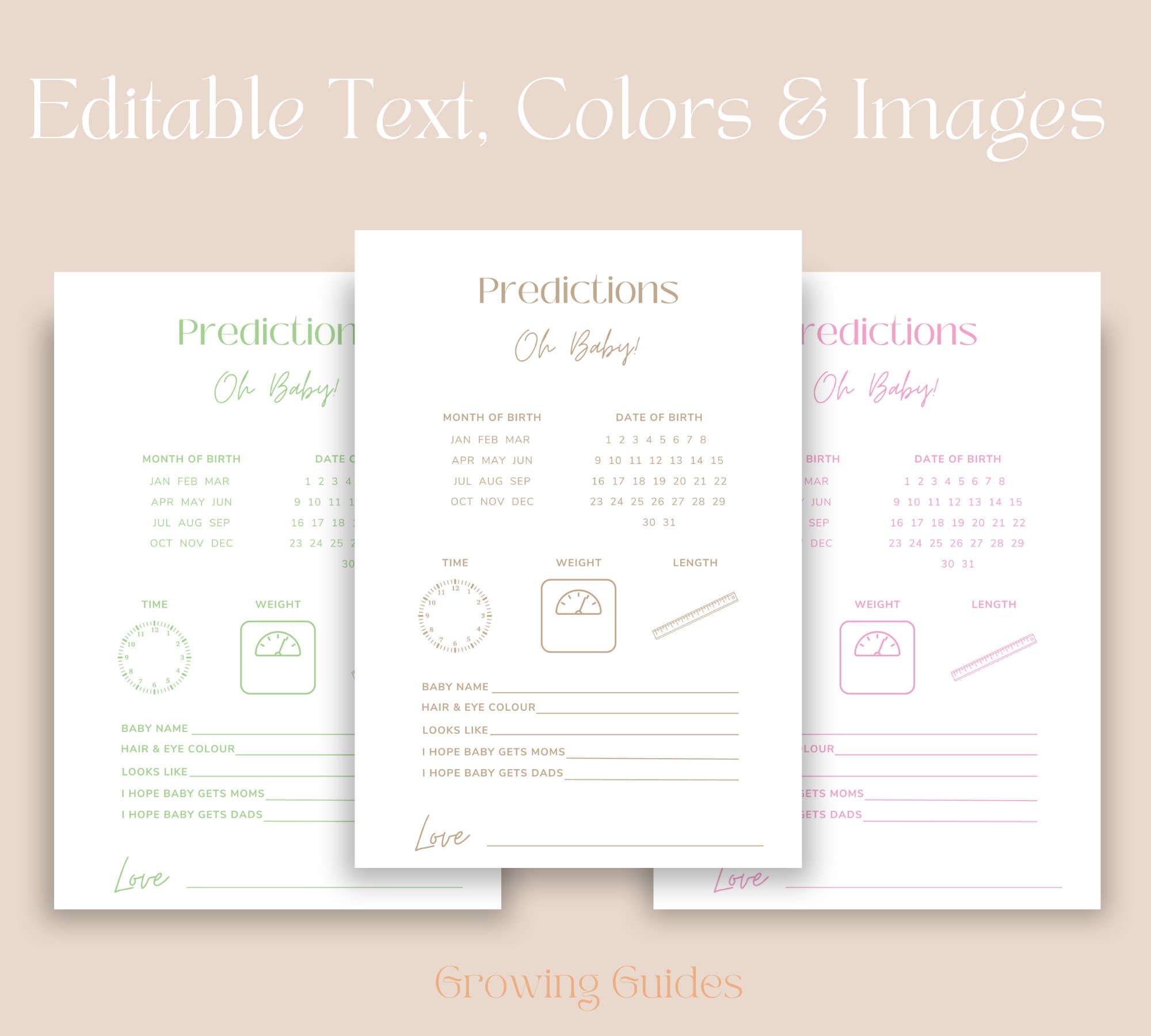 Baby Predictions Template, Baby Shower Game Printable, Fun Activity ...