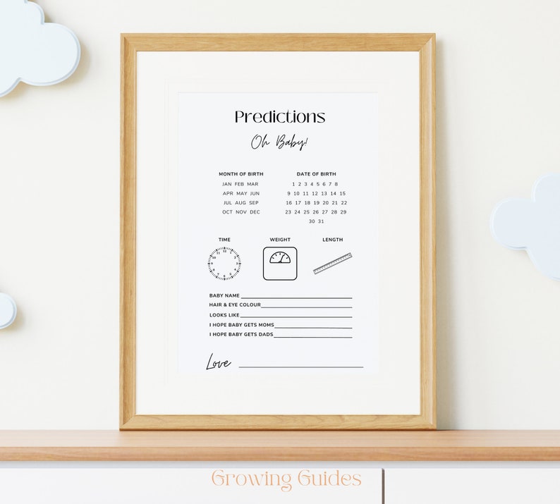 Baby Predictions Template, Baby Shower Game Printable, Fun Activity ...