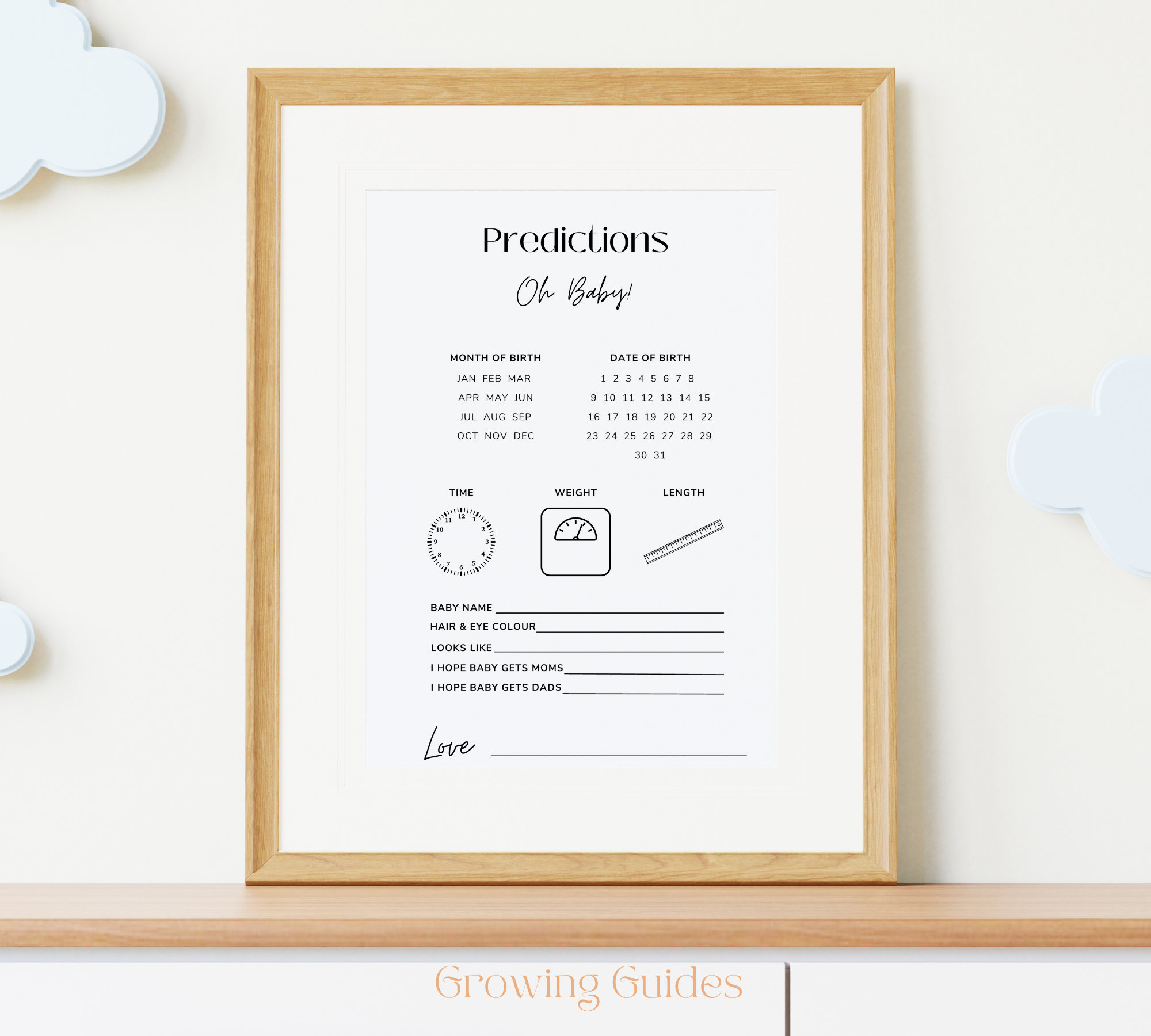 Baby Predictions Template, Baby Shower Game Printable, Fun Activity ...