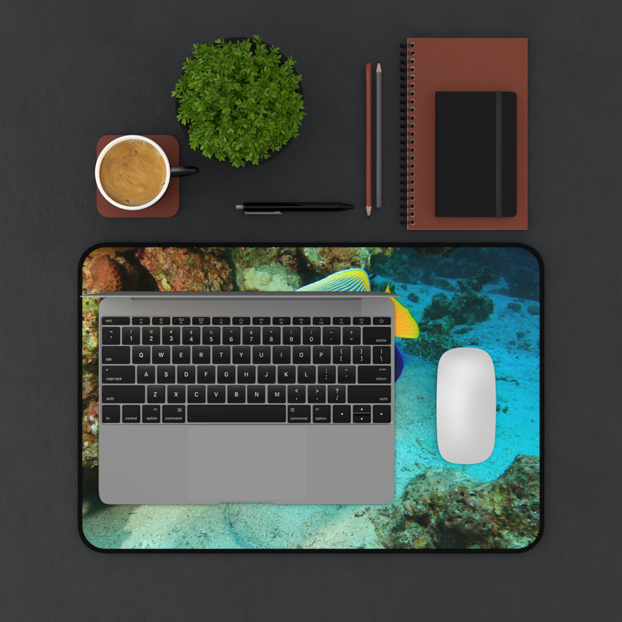 Desk Mat - Emperor Angelfish, Imperator Angelfish, Blue Fish With ...