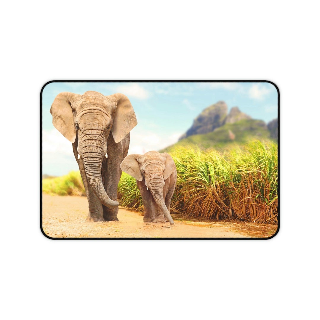 Desk Mat - African Bush Elephants, Elephant Desk Pad, Animal Desk Mat ...