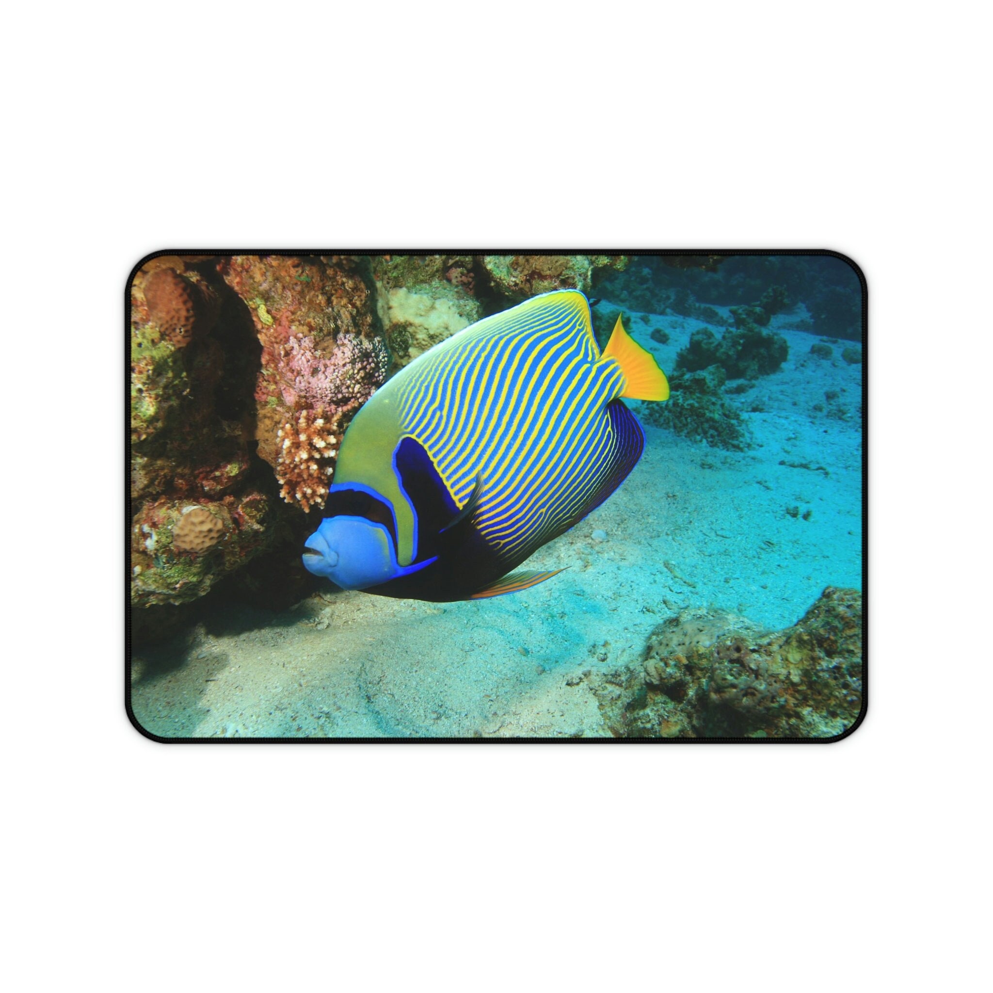 Desk Mat - Emperor Angelfish, Imperator Angelfish, Blue Fish With ...