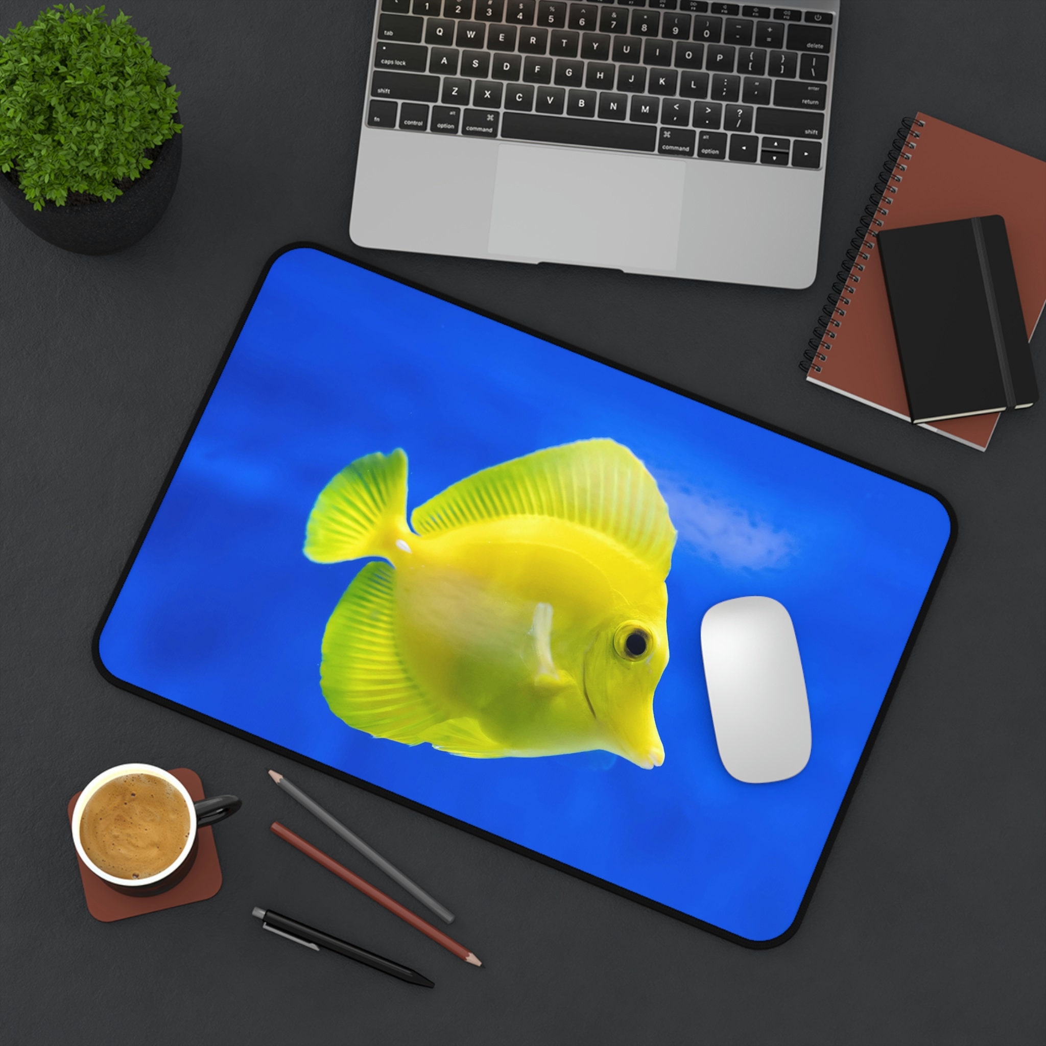 Yellow Tang Desk Mat, Aquarium Dish Desk Mat, Marine Fish Desk Mat ...