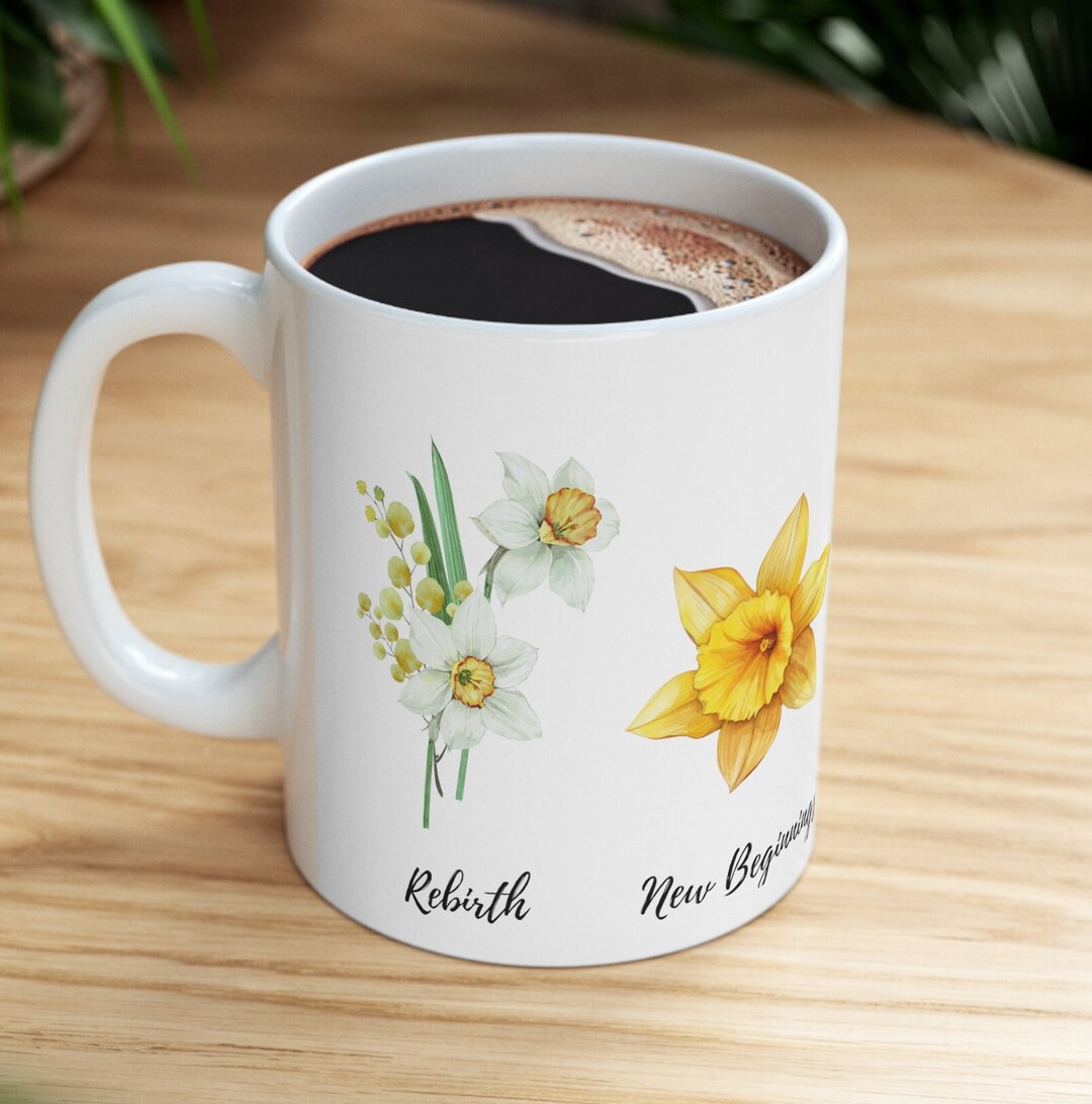 March Birth Flower Mug, Daffodil Birth Flower, March Birthday Gift ...
