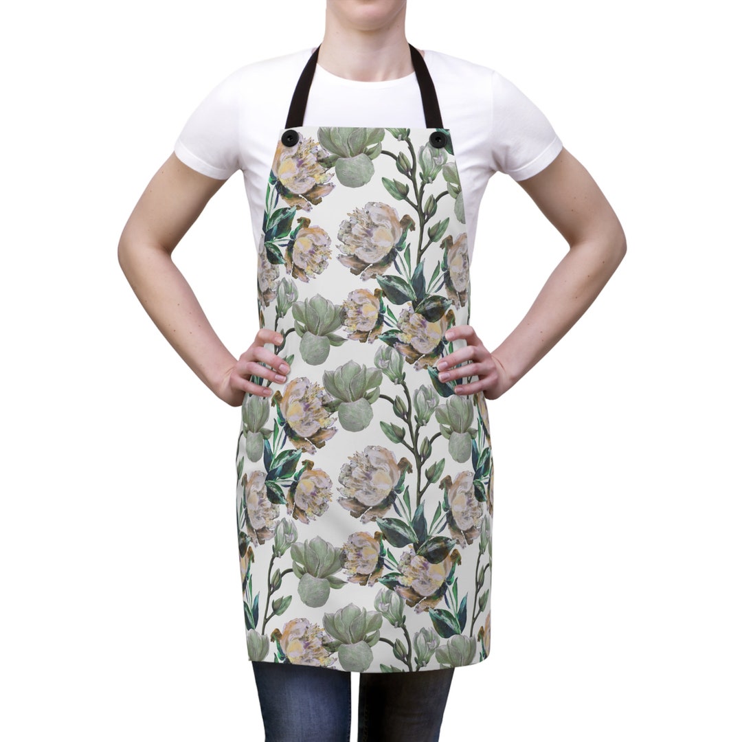 Apron Peony and Magnolia Watercolor Motif Sophisticated - Etsy