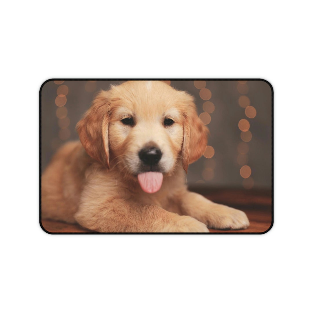 Desk Mat - Sweet Golden Retriever Pup, Puppy Desk Mat, Golden Retriever ...