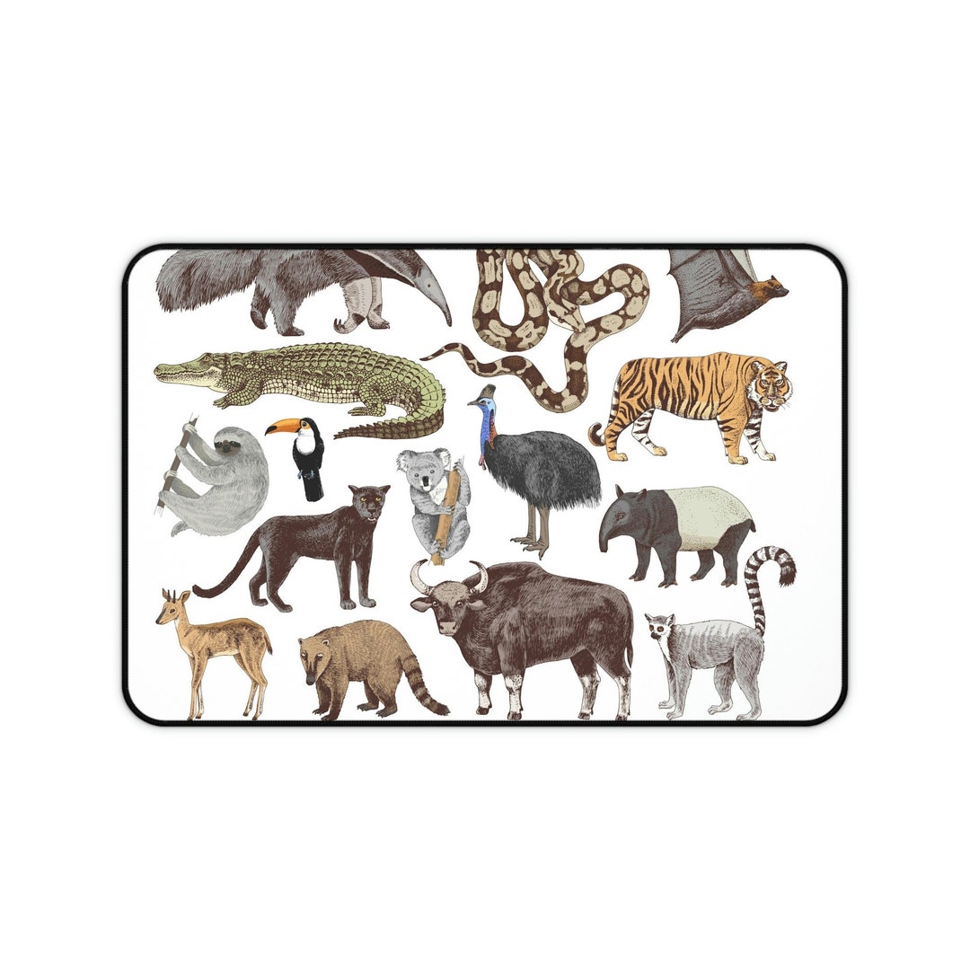 Desk Mat - Wild Animals, Desk Mat for Animal Lover, Exotic Animal Desk ...