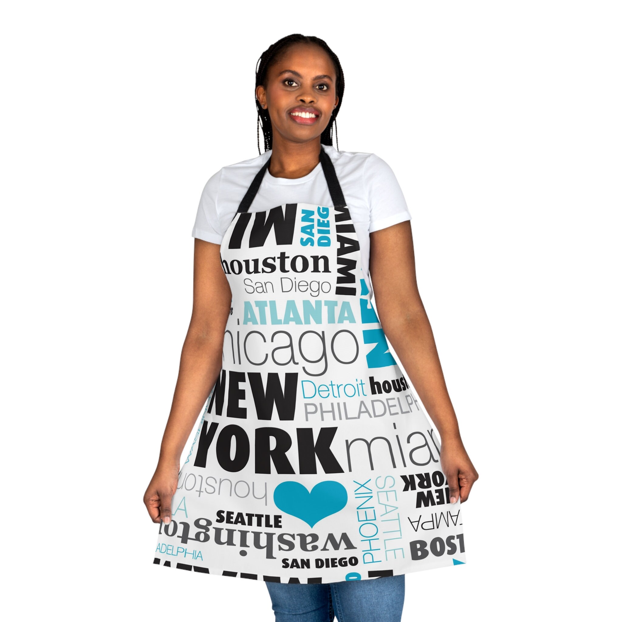US Cities Apron, Travel Apron, Vacation Theme Apron, Major US Cities ...