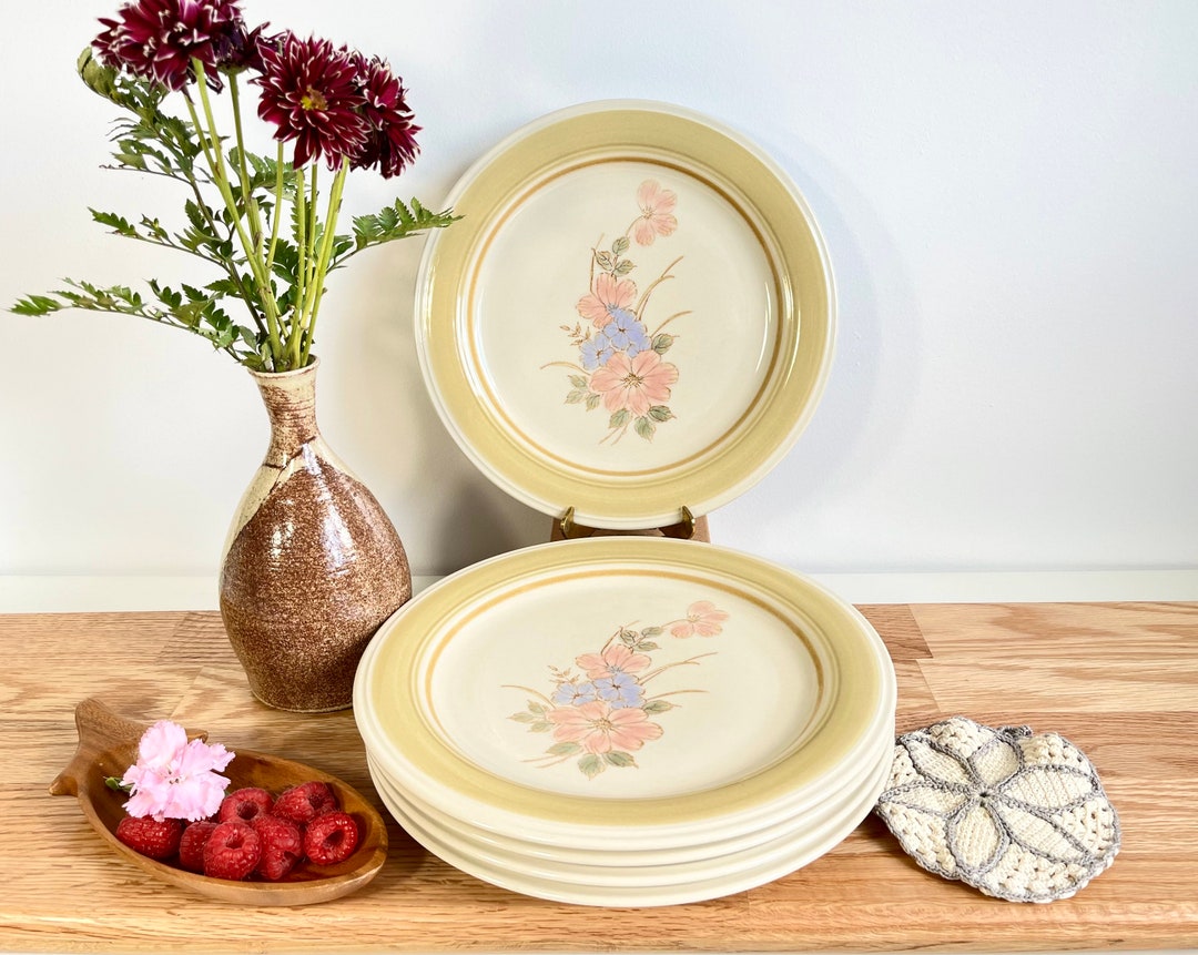 Vintage 'sakura Stone', Small Set, 5 Plates, Japan Stoneware, Soft ...