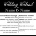 Wedding Weekend Outline - Etsy