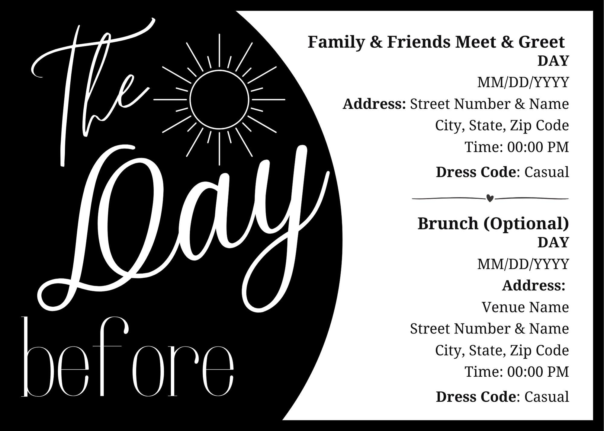 Wedding Weekend Outline - Etsy