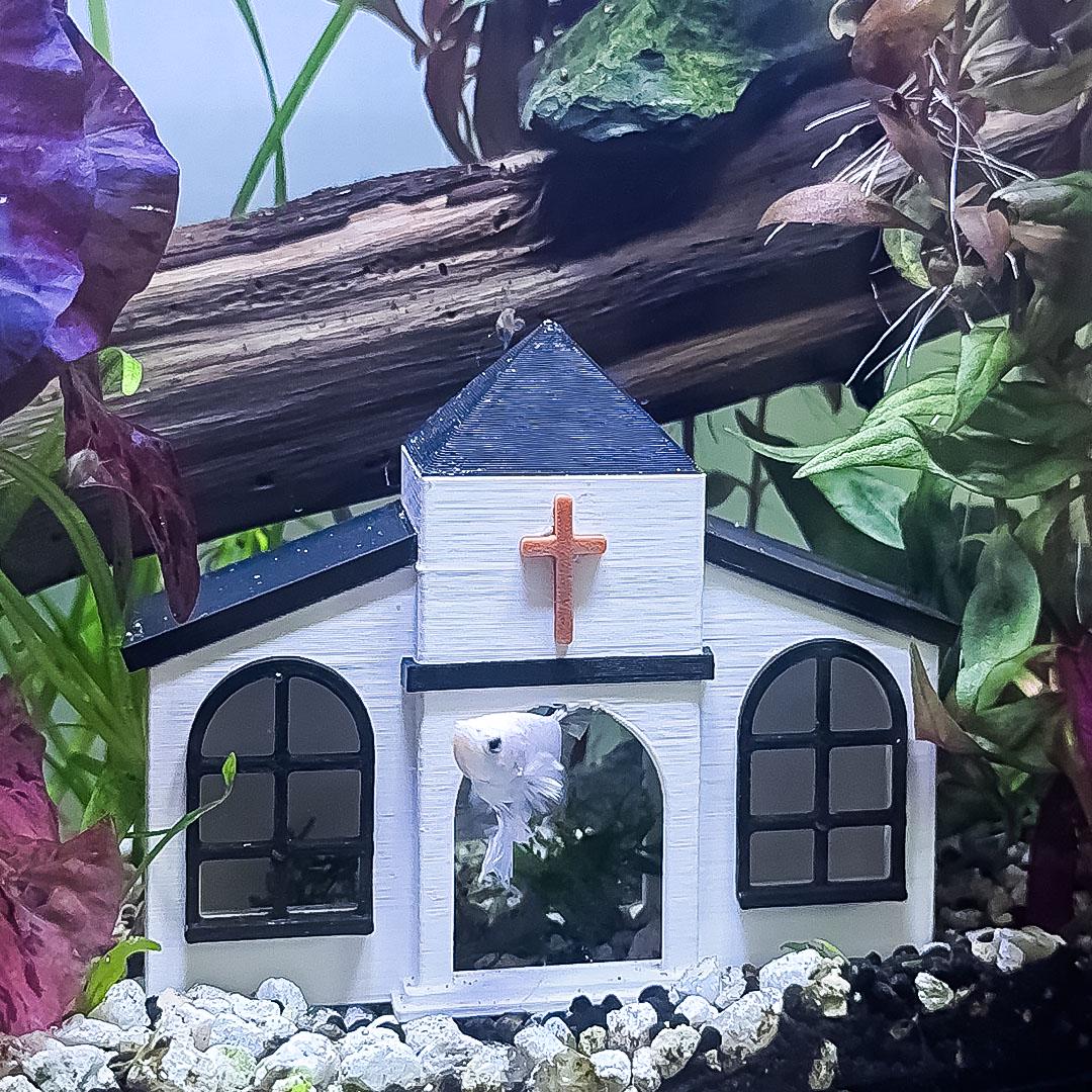 Church Hide/ Cave Aquarium Decor Enrichment | Aquarium Decoration ...