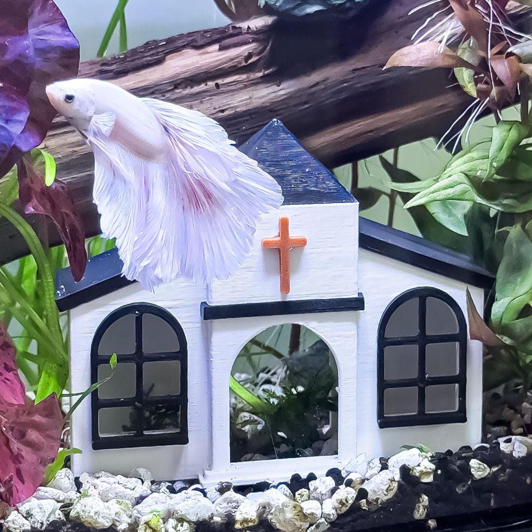 Church Hide/ Cave Aquarium Decor Enrichment | Aquarium Decoration ...